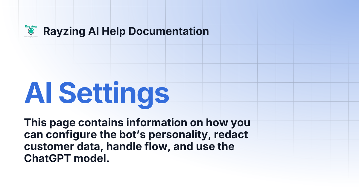 AI Settings | Rayzing AI Help Documentation