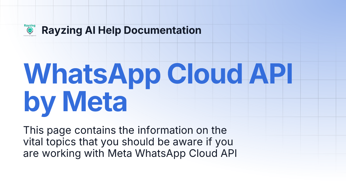 WhatsApp Cloud API by Meta | Rayzing AI Help Documentation
